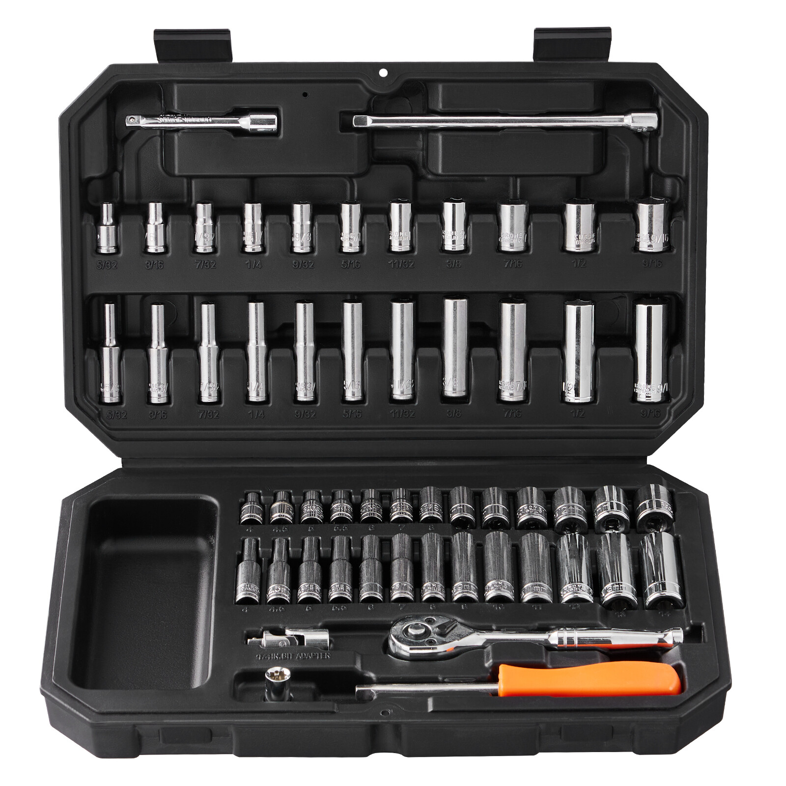 VEVOR Socket Set 1/4 Inch Drive Socket and Ratchet Set 6-Point 54 Pcs ...