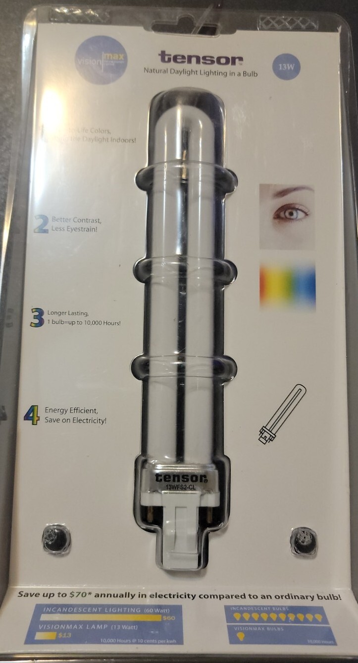 Fluorescent Daylight Replacement Light Bulb Tensor New 13w | eBay