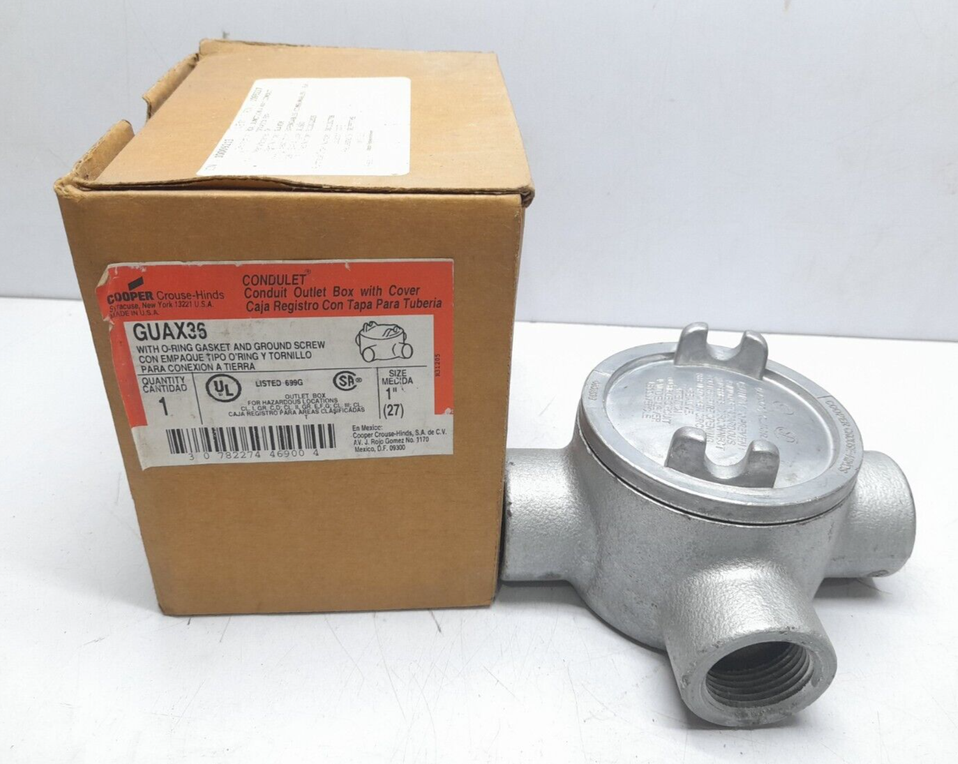 Cooper Crouse Hinds GUAX36 Condulet Conduit Outlet Box With Cover for ...