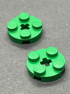 LEGO Part 4032 (2pcs) Plate, Round 2x2 with Axle Hole Vintage Green | eBay