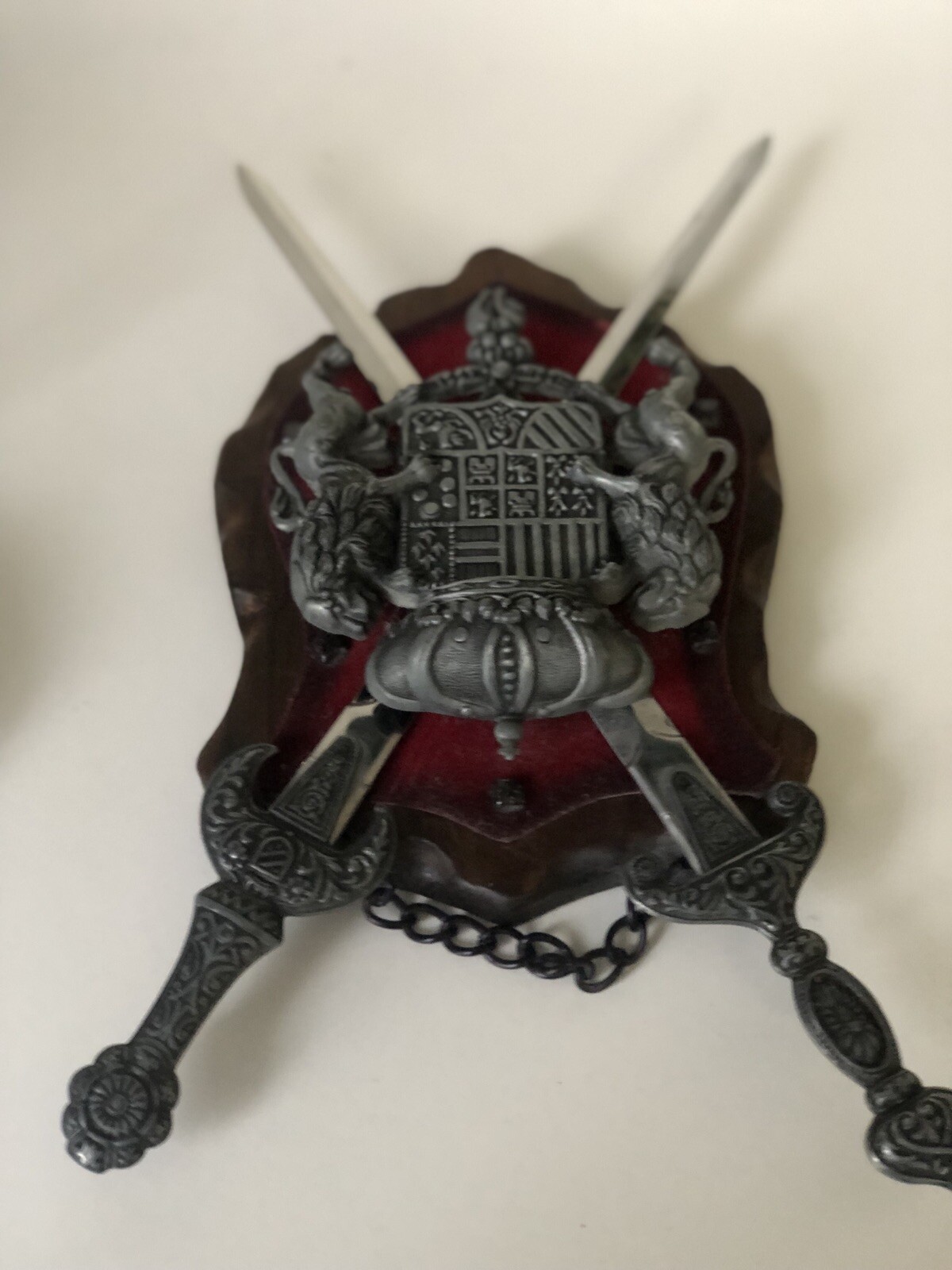 Sword Shield Wall Display Coat of Arms Carved Wood Plaque | eBay