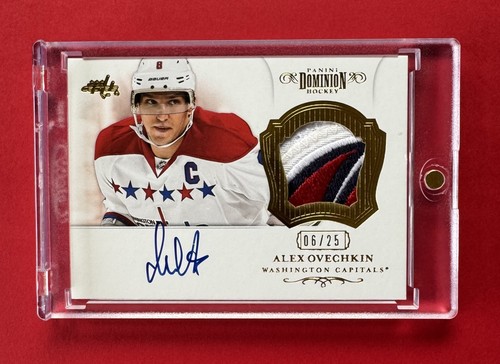 2012 PANINI DOMINION #30 ALEX OVECHKIN GAME USED PATCH ON CARD AUTO /25 ...