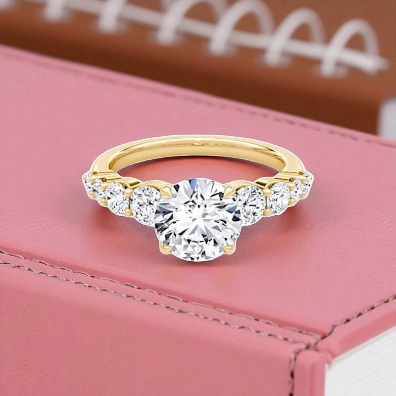 IGI Lab Grown Diamond Women Engagement Ring Round Cut 2.20 Carat 14K ...