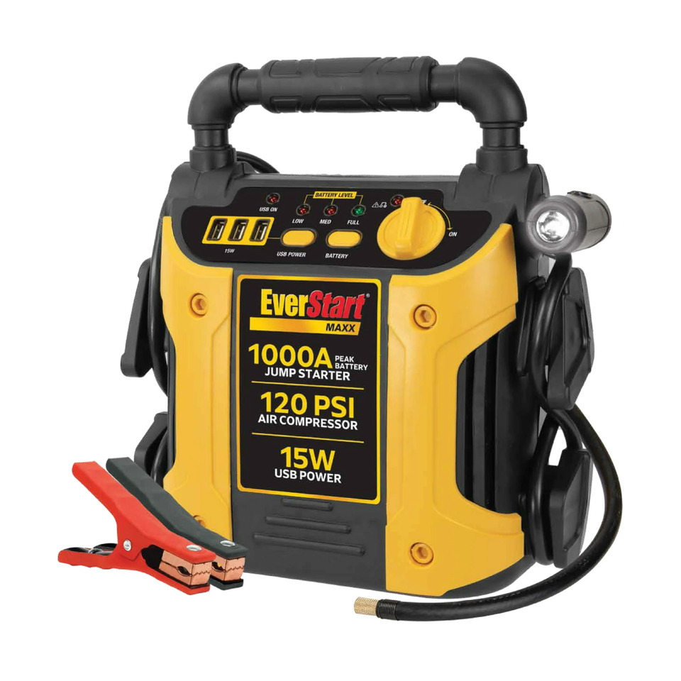 Portable Jump Starter Compressor Power Pack w/ Car Battery Jumper Box 3 ...