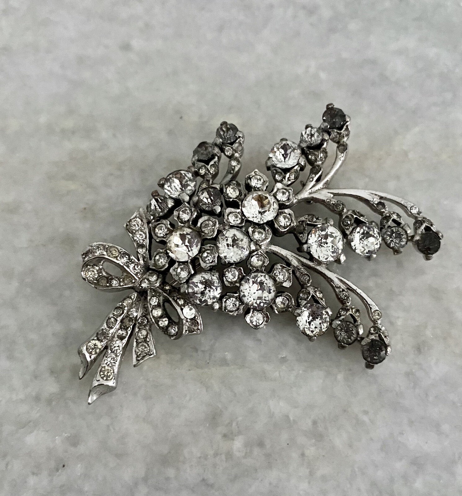 Vintage Marcel Boucher Brooch Pin MB Silver Rhinestones Floral Flower ...