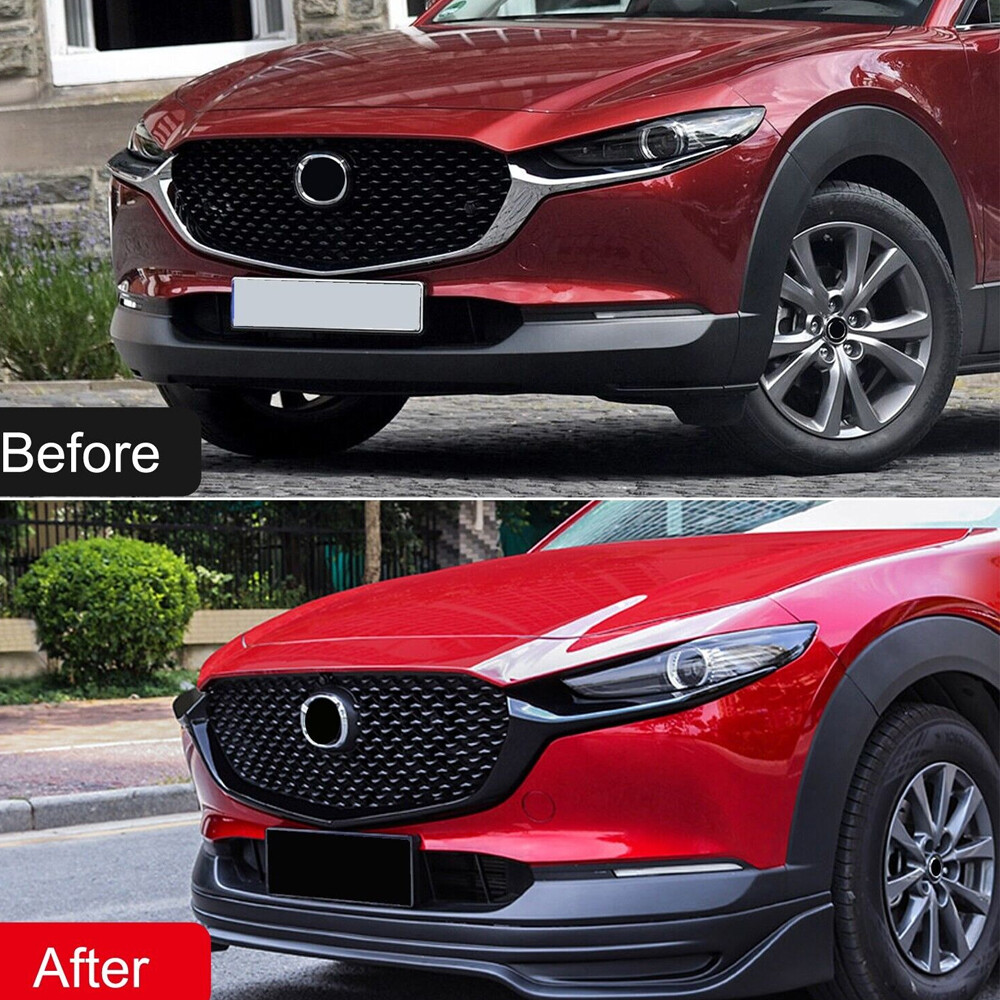 For Mazda CX30 2020-24 Gloss Black Front Bumper Grille Molding Trim ...