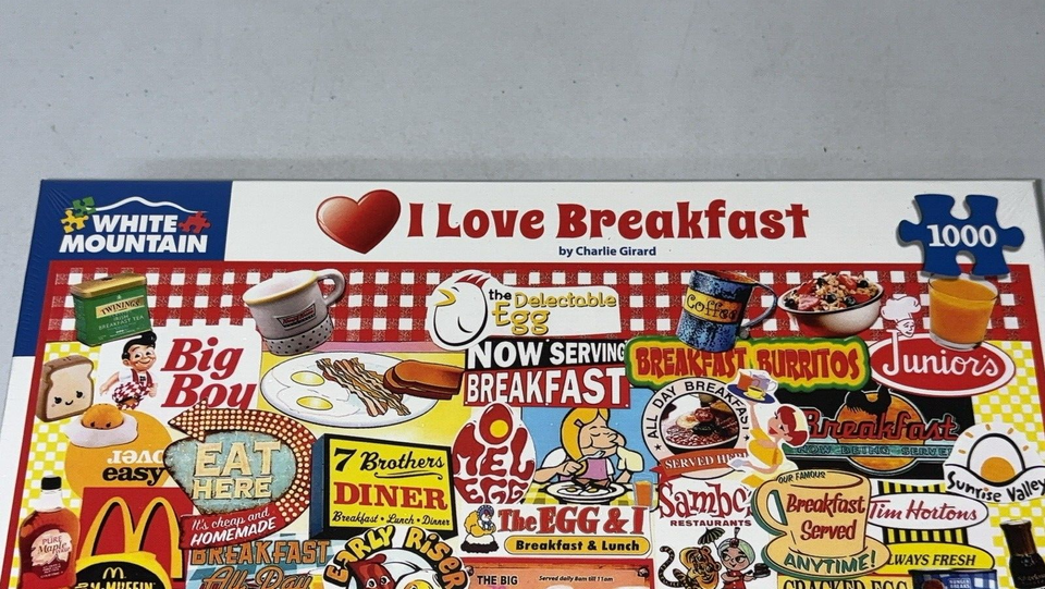 White Mountain I Love Breakfast Jigsaw Puzzle 1000 Pc Larger Pieces 24 ...