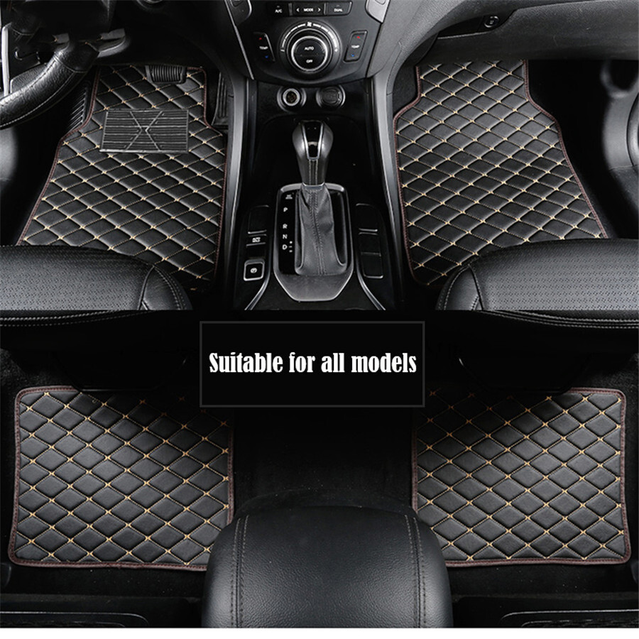 4Pcs Front Rear Carpets PU Leather Car Interior Floor Mat W/Antiskid ...