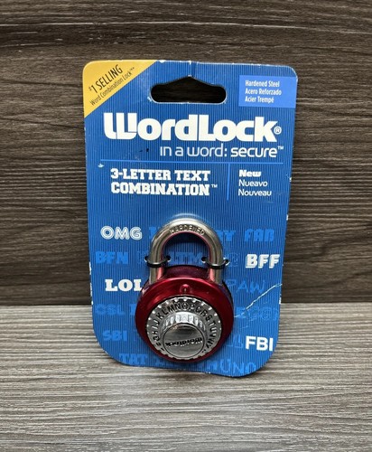 WordLock Dial Combination Padlock 3 Letter Text Combo Shim Proof Red ...