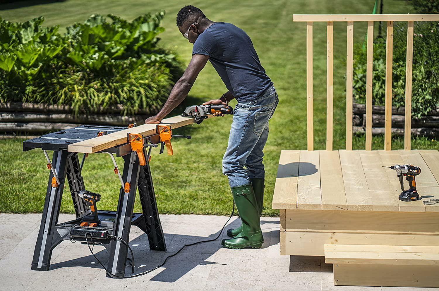 WORX Pegasus Multi-Function Work Table and Sawhorse with Quick Clamps ...