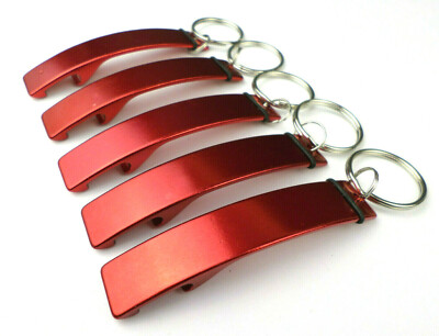 (Lot of 5) Bottle Opener Key Chains Red Anodized Aluminum Beer Soda Top ...