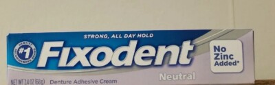 Fixodent Neutral Denture Adhesive Cream No Zinc Added 2.4oz - One Box ...
