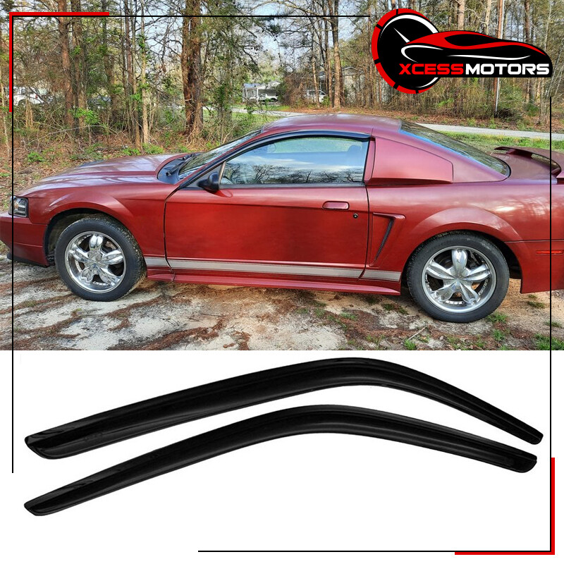 Fits 94-04 Ford Mustang Slim Side Window Visors Sun Rain Deflectors ...