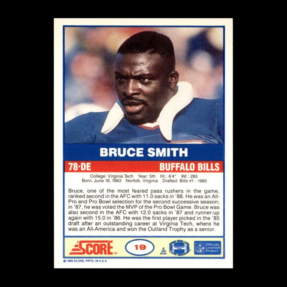 Bruce Smith 1989 Score Buffalo Bills #19 R329M 91 | eBay