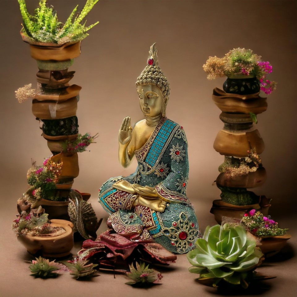 SINT Buddha Statue Figurine for Home Decor Zen Sitting Meditating ...