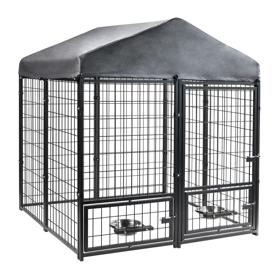 4.6x4.6 ft Dog Kennel Outdoor Dog Cage Heavy Duty Playpen Steel Dog ...