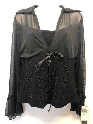 NWT CDC Signature Collection Womens Black Beatiful Sheer Blouse Med USA ...