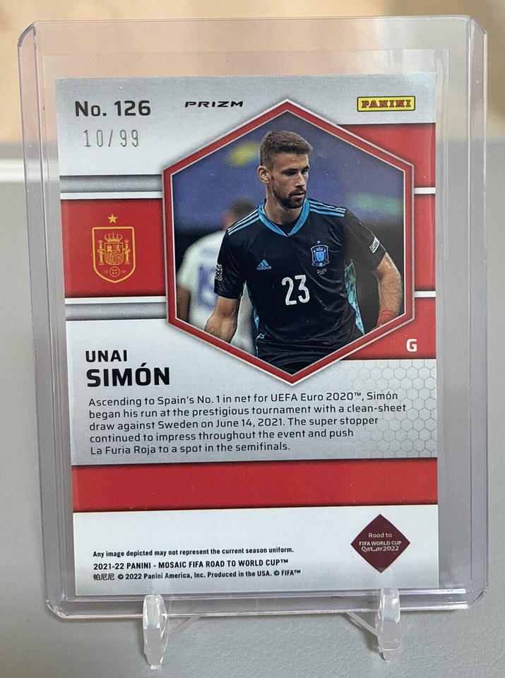 2021-22 PANINI MOSAIC FIFA ROAD TO WORLD CUP SPAIN UNAI SIMON BLUE /99 ...