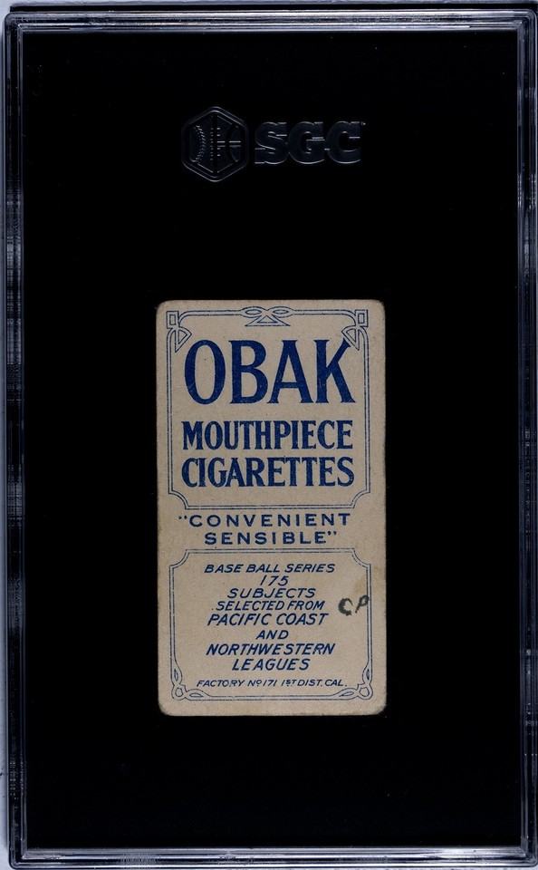 1910 Obak Cigarettes T212 Stewart (San Francisco) SGC 1.5 - TOT POP 9 ...