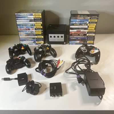 Tested/Working GameCube LOT / 1 Black Console (w/ Cords) 3 Controllers ...