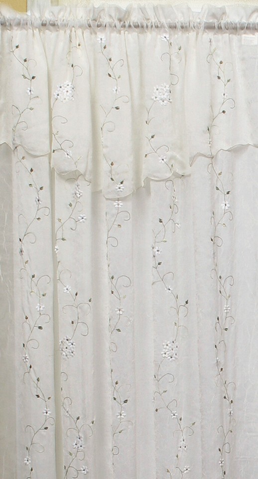 Embroidered Daisy Window Curtain Panel 1 Piece Crushed Sheer by ...