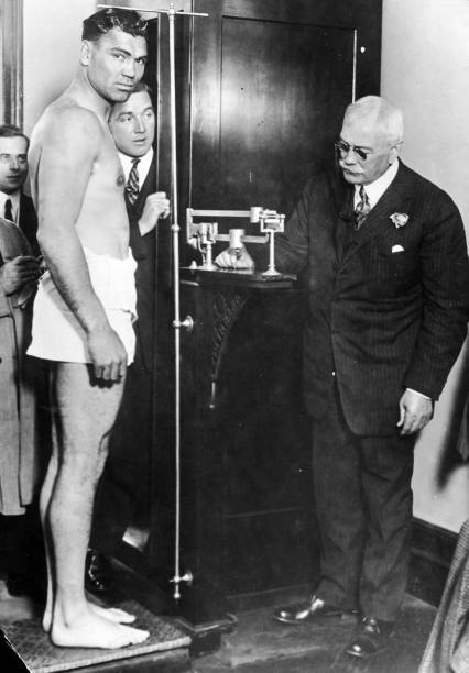September 1923 American Boxer Jack Dempsey Being Weighed 1930s Boxing ...