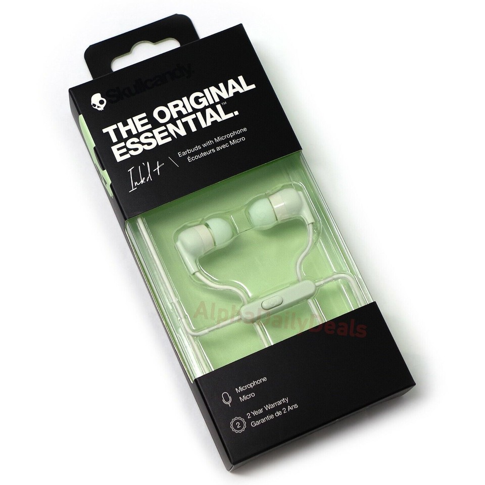 NEW Skullcandy Ink'd+ Wired Android Earbuds with Mic 3.5mm Green Sage ...