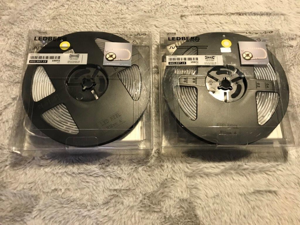 IKEA LEDBERG LED "SET OF 2" WHITE FLEXIBLE 197" LIGHT STRIPS #003.59715 ...