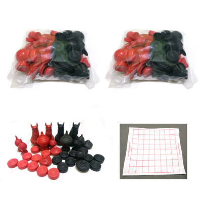 2 Sets Thai Chess + Paper Board Makruk Plastic Traditional Game (Red ...
