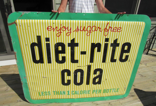 VINTAGE ORIGINAL 1950's - 60's DIET RITE COLA SIGN HUGE 60 X 48 INCHES ...