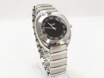 JUNK HERMES ESPACE ES1.710 Watch Quartz Black Dial Silver Analog Men's ...