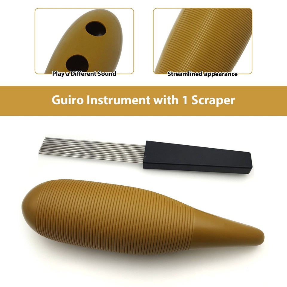 *Guiro Instrument With 1 Scraper Portable Fish Shaped Latin Percussion ...