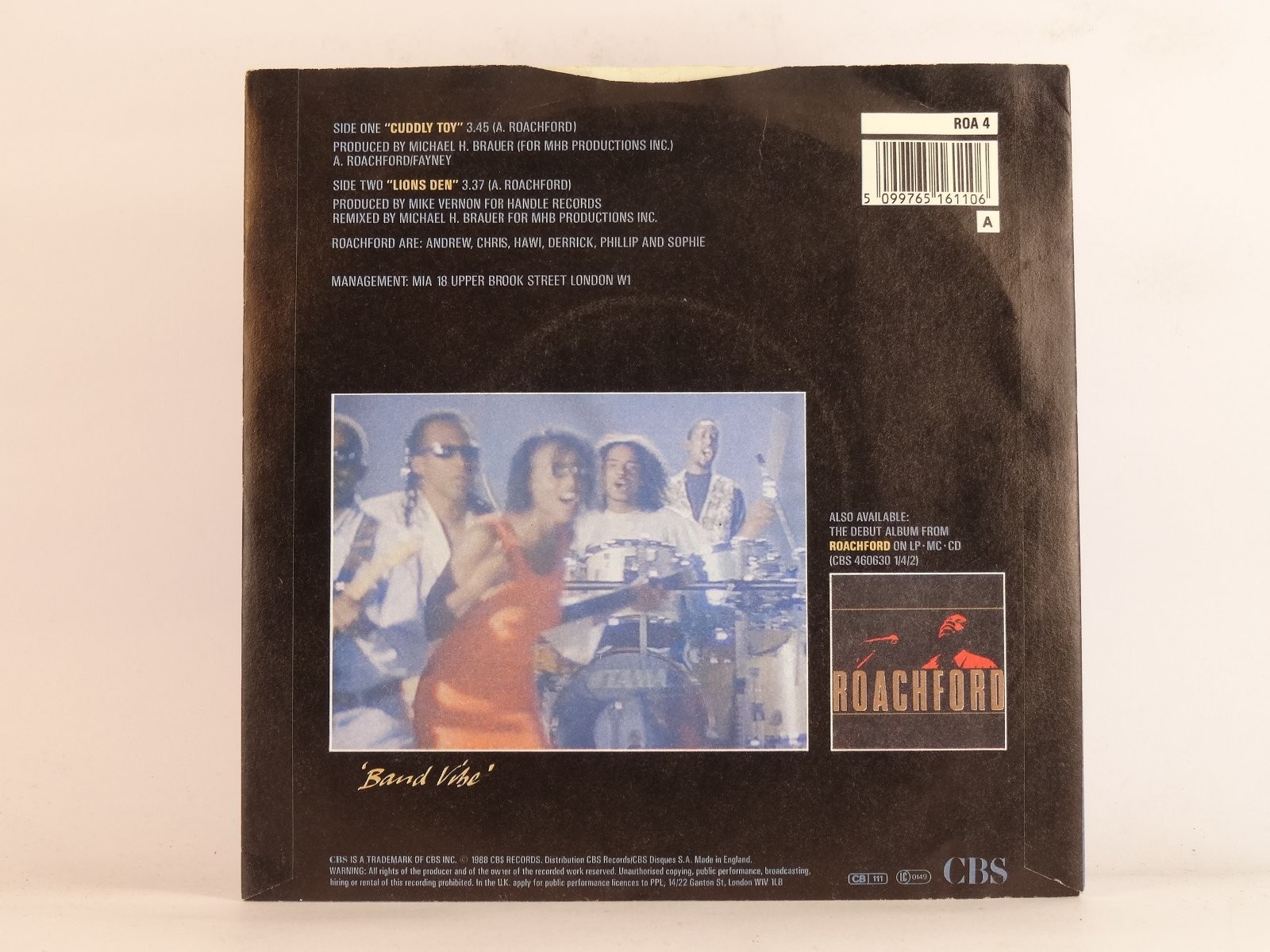 ROACHFORD CUDDLY TOY (103) 2 Track 7" Single including Picture Sleeve ...