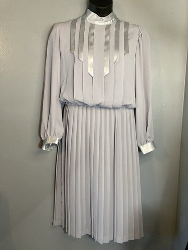 Dim the Lites Petite Silver/blue Pleated Dress 16p | eBay