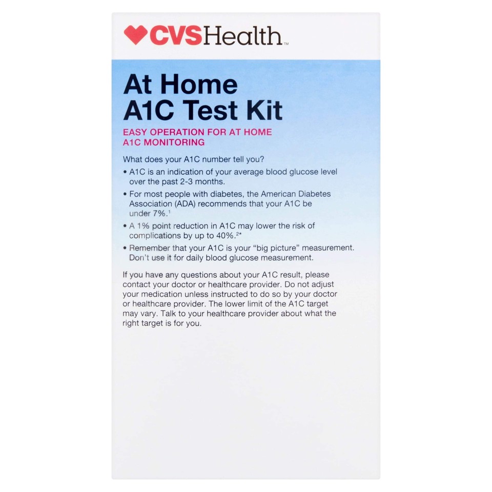 CVS A1C Test Kit Home Glucose Meter for Easy Diabetes Monitoring ...