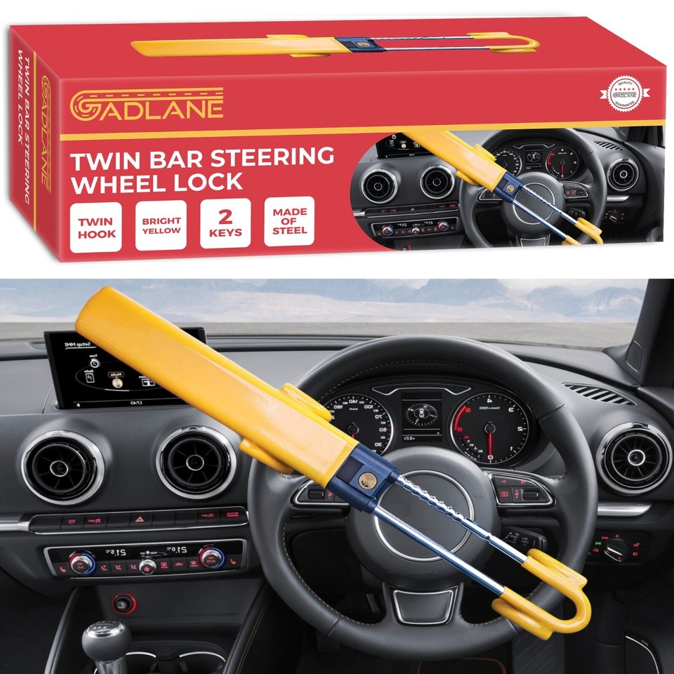 GADLANE Heavy Duty Twin Bar Steering Wheel Lock Car Van Security Anti ...
