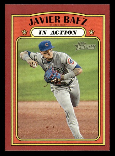 Javier Baez 2021 Topps Heritage In Action Red Card #52 Chicago Cubs | eBay
