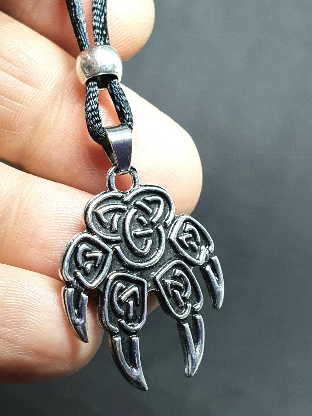 Wolf Paw Necklace Viking Heathen Norse Beaded Pendant Corded Necklace ...