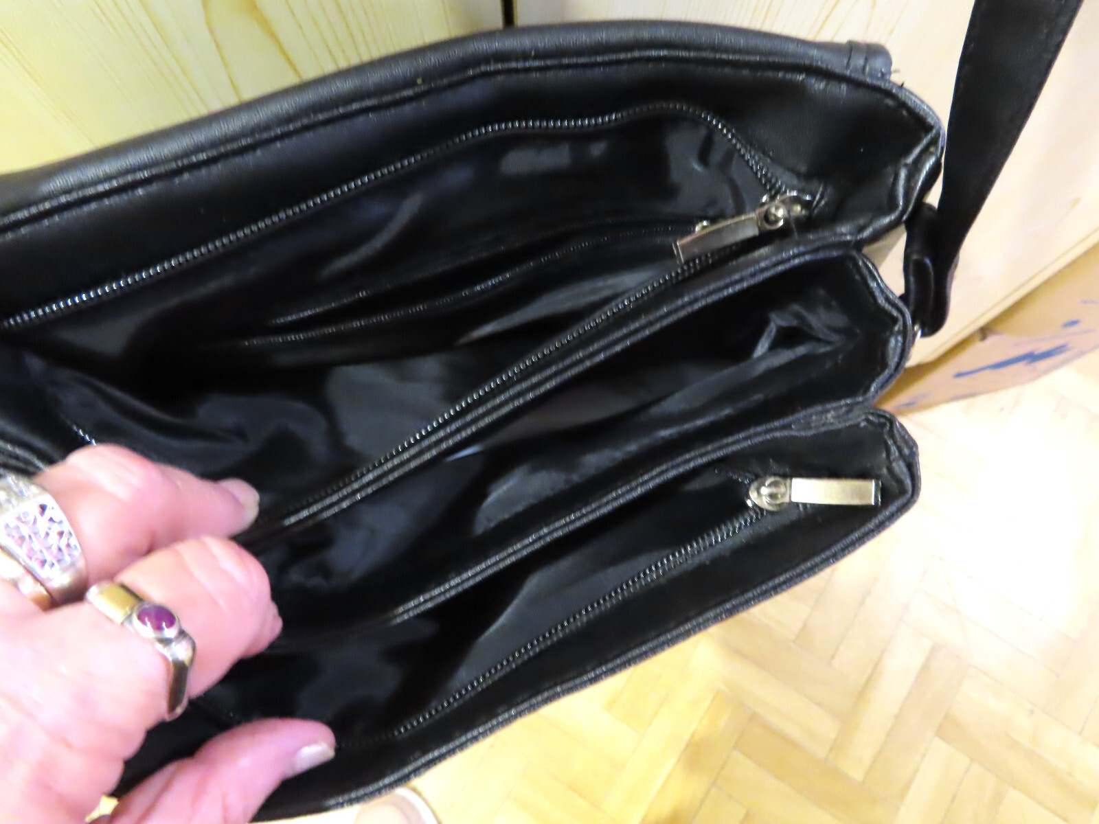 Luis Santini genuine black leather messenger Unisex bag x body shoulder ...