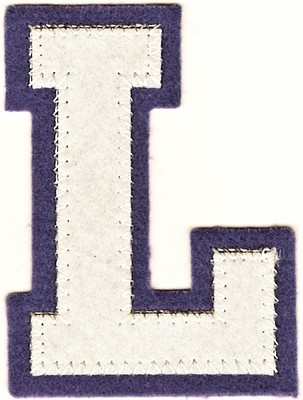 1 7/8" x 2 1/2" White Purple Block Letterman's Letter L Felt Patch | eBay