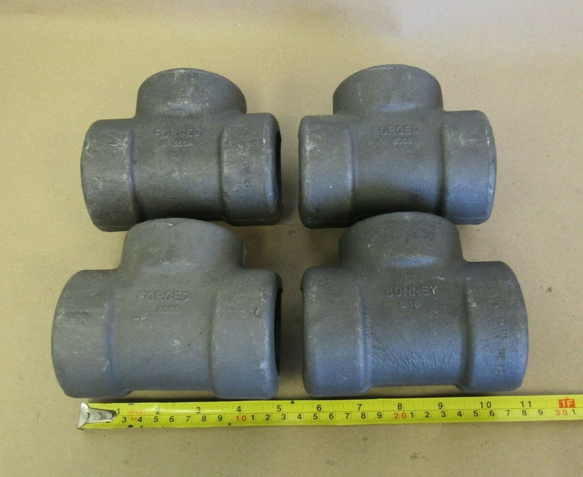 LOT OF 4: FORGED 8555 BONNEY B16 SOCKET WELD TEE FITTING 1-1/2" 3M A105 ...