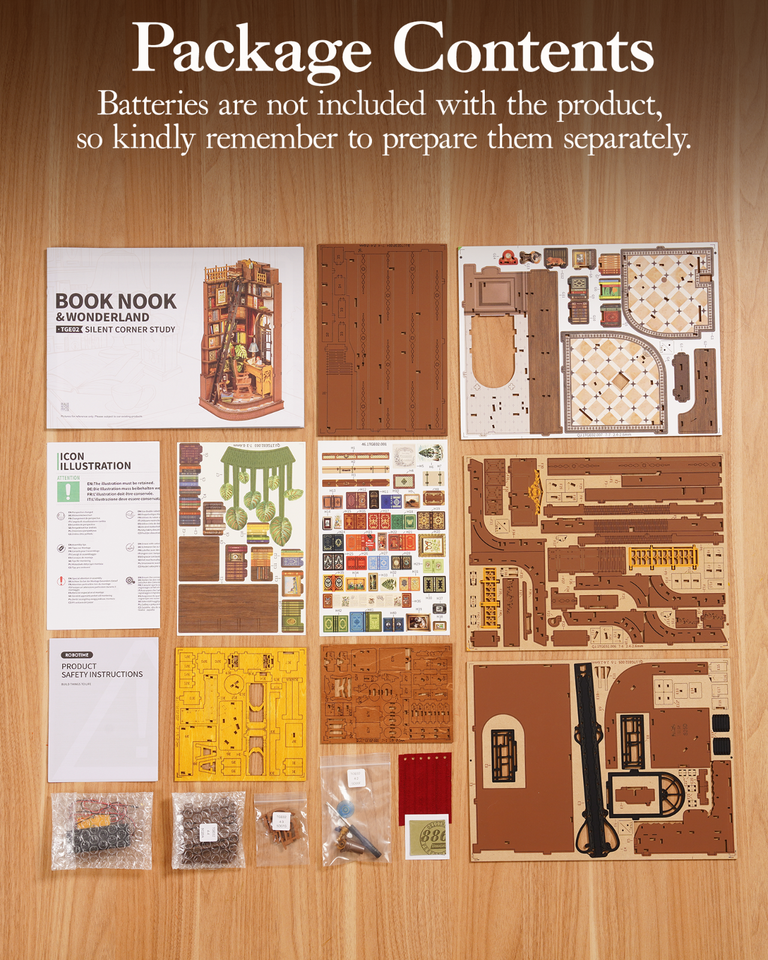 Rolife Silent Corner Study DIY Wooden Book Nook Bookshelf Insert ...