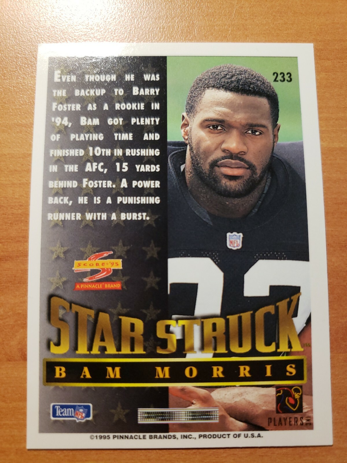 1995 Score #233 Bam Morris - Star Struck - NFL - Fresh Pull | eBay