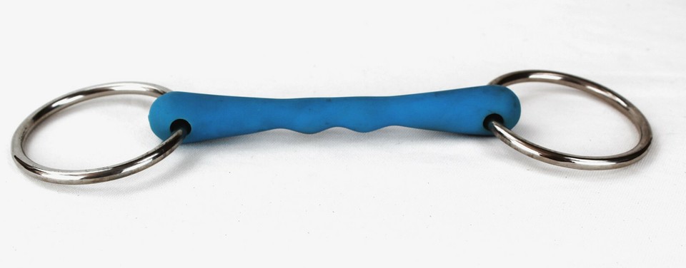 Filet with Rings with Flexible Cannon Flexible Blue Rubber Snaffle | eBay
