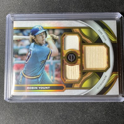 2023 Topps Tribute Triple Relic Robin Yount Gold 12/75 Milwaukee ...