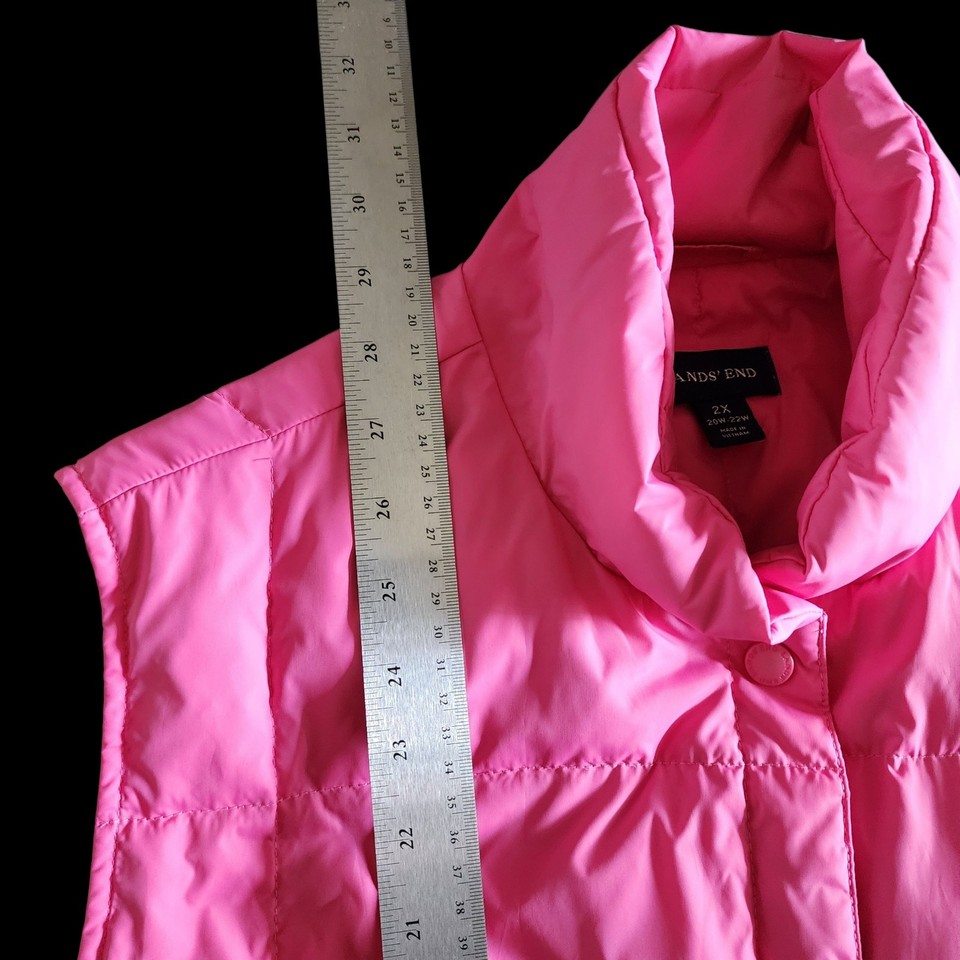 Lands' End Pink Goosedown/Feathers Puffer Nylon Vest Womens Size 2X Snap Front | eBay
