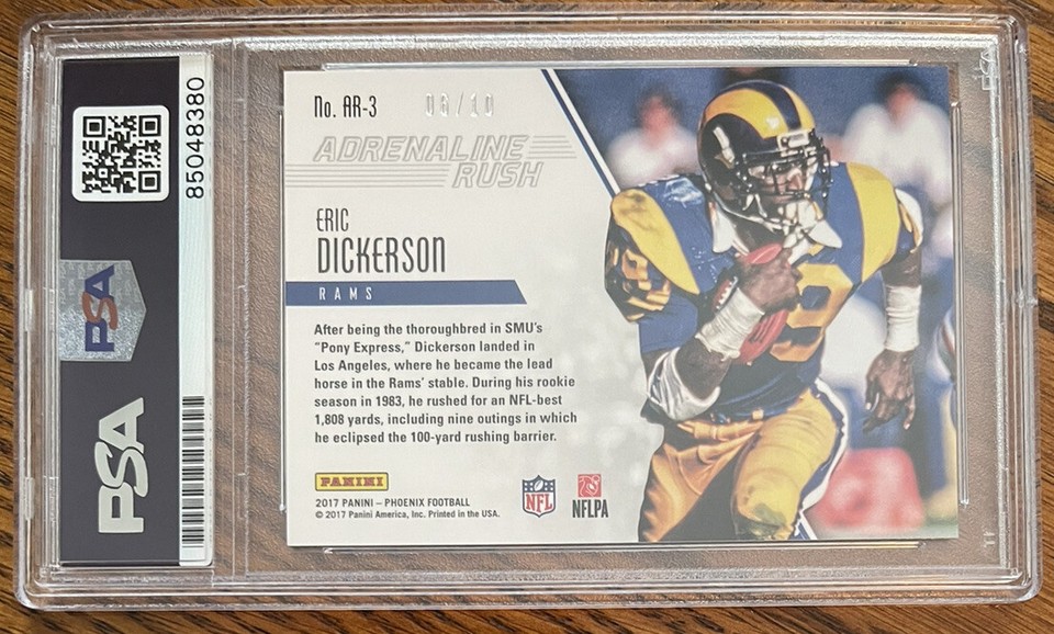 2017 Eric Dickerson Phoenix SSP /10 Signed Auto Card #AR-3 PSA DNA w ...