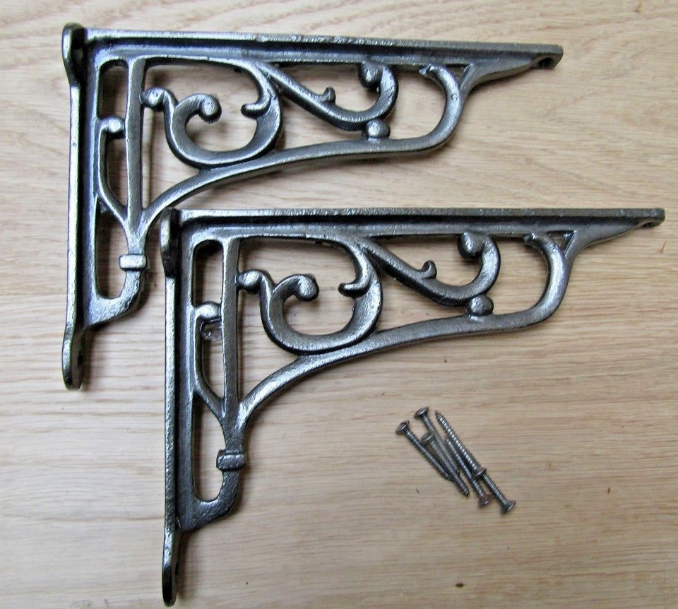 Pair of VINTAGE CLASSIC OLD VICTORIAN SCROLL SHELF BRACKETS BRACKET ...