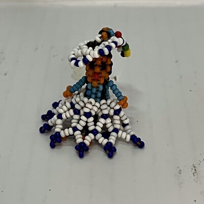 Vintage 1960 SEED BEAD Native American Woman Lady Handmade Bead Pendant ...