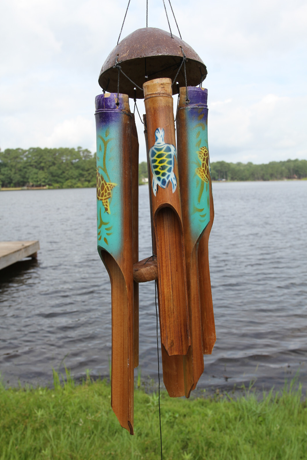 Painted Sea Turtles, Bamboo Wind Chime- Gift Idea - Sea Turtle Decor G ...